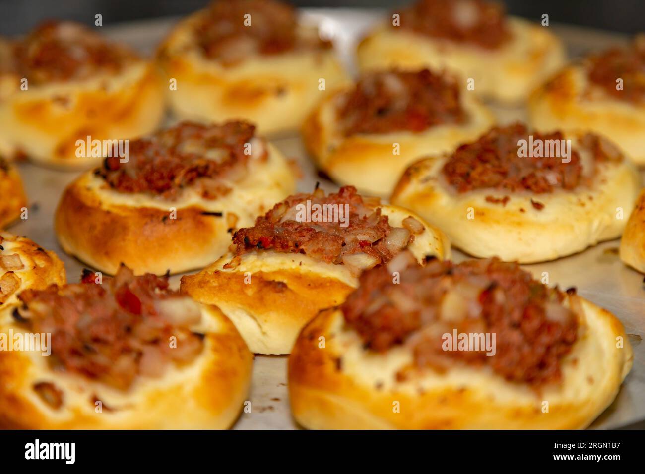 Traditional Lebanese Syrian baked sfiha Stock Photo - Alamy