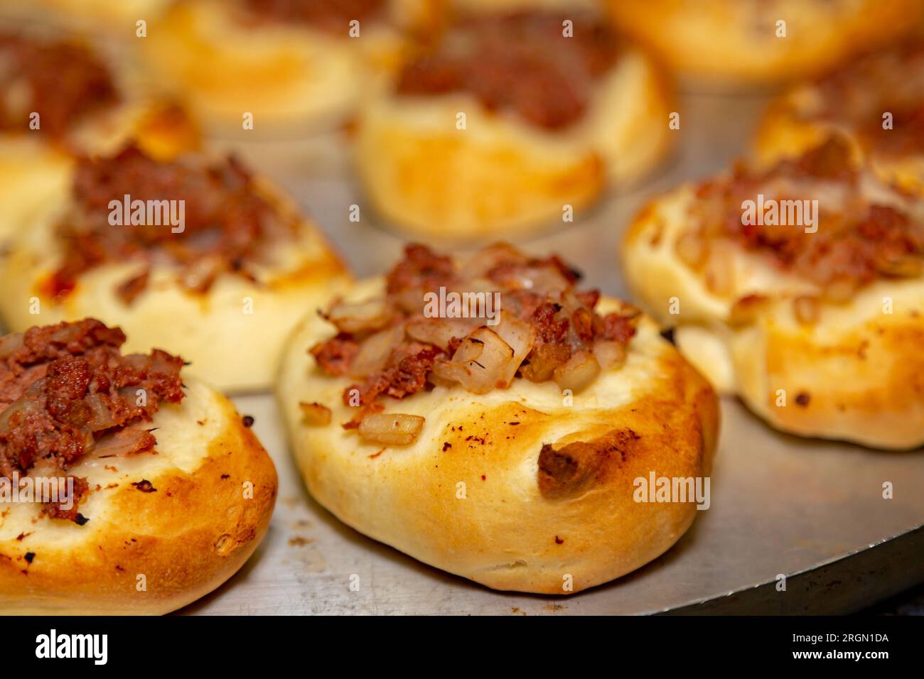 Traditional Lebanese Syrian baked sfiha Stock Photo - Alamy