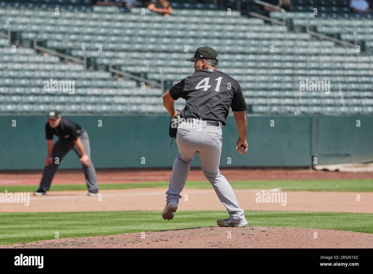August 6 2023: El Paso pitcher Nick Hernandez (41) throws a pitch ...