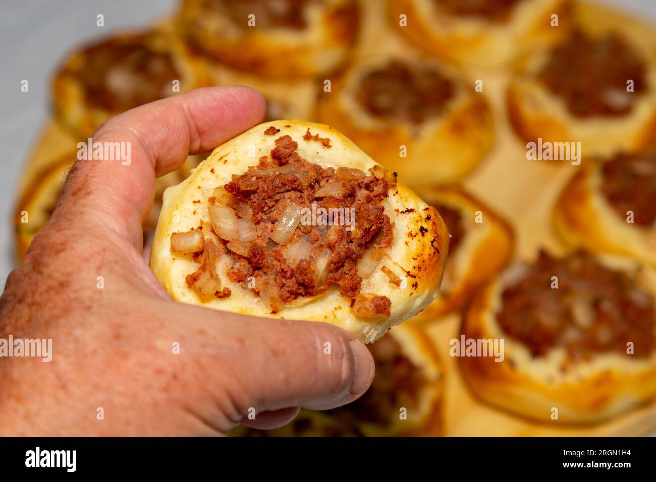 Traditional Lebanese Syrian baked sfiha Stock Photo - Alamy