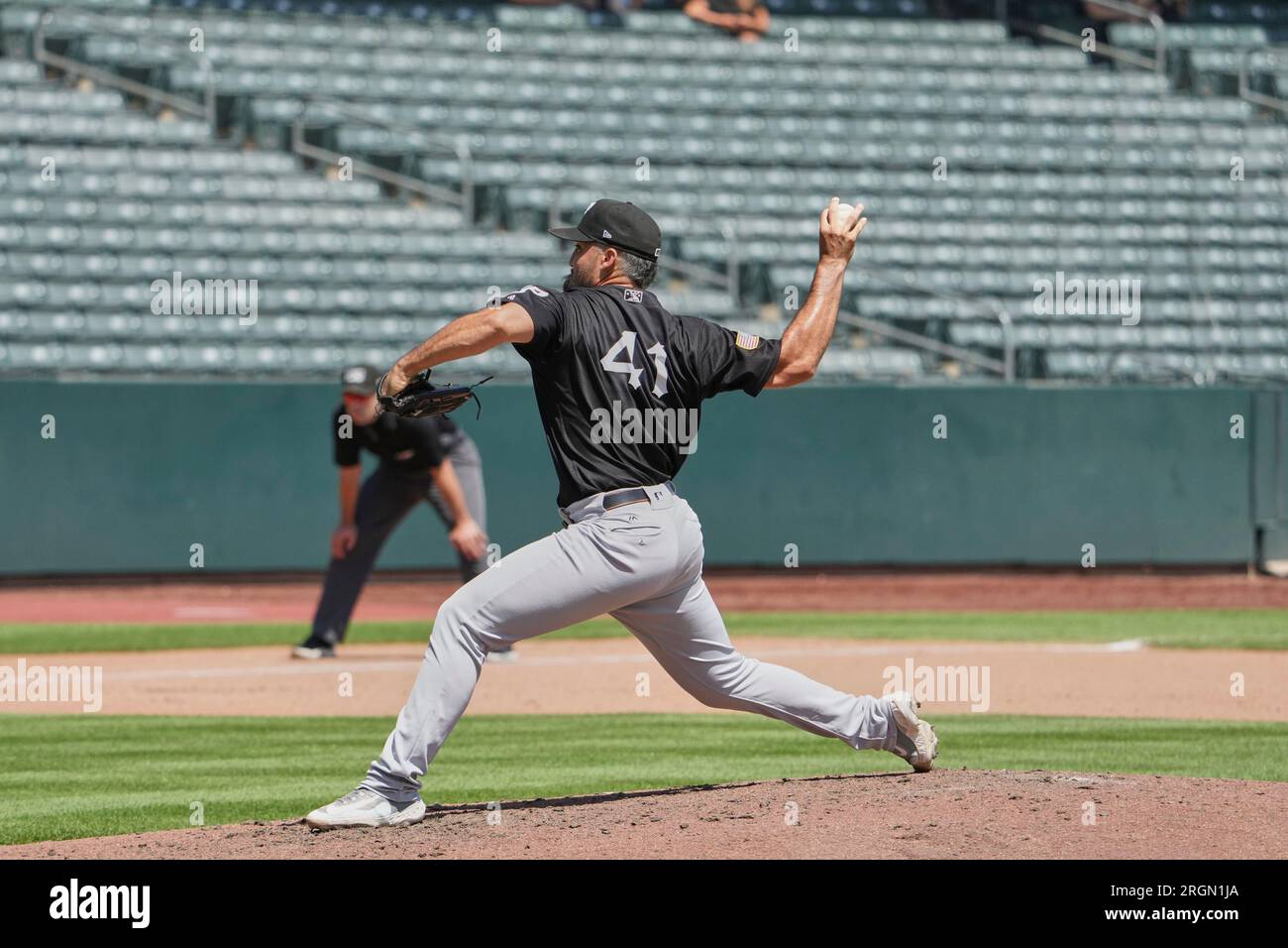 August 6 2023: El Paso pitcher Nick Hernandez (41) throws a pitch ...