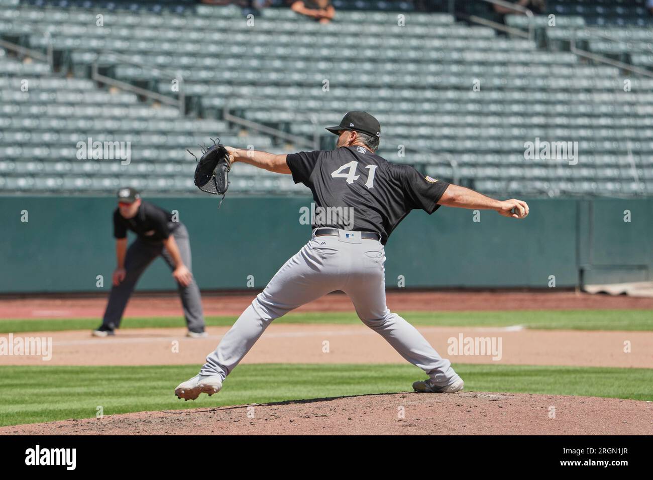 August 6 2023: El Paso pitcher Nick Hernandez (41) throws a pitch ...
