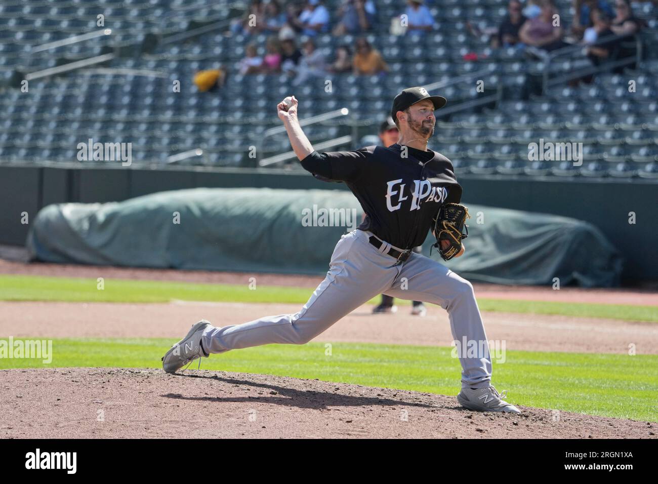 August 6 2023: El Paso pitcher Sean Poppen (17) throws a pitch during ...