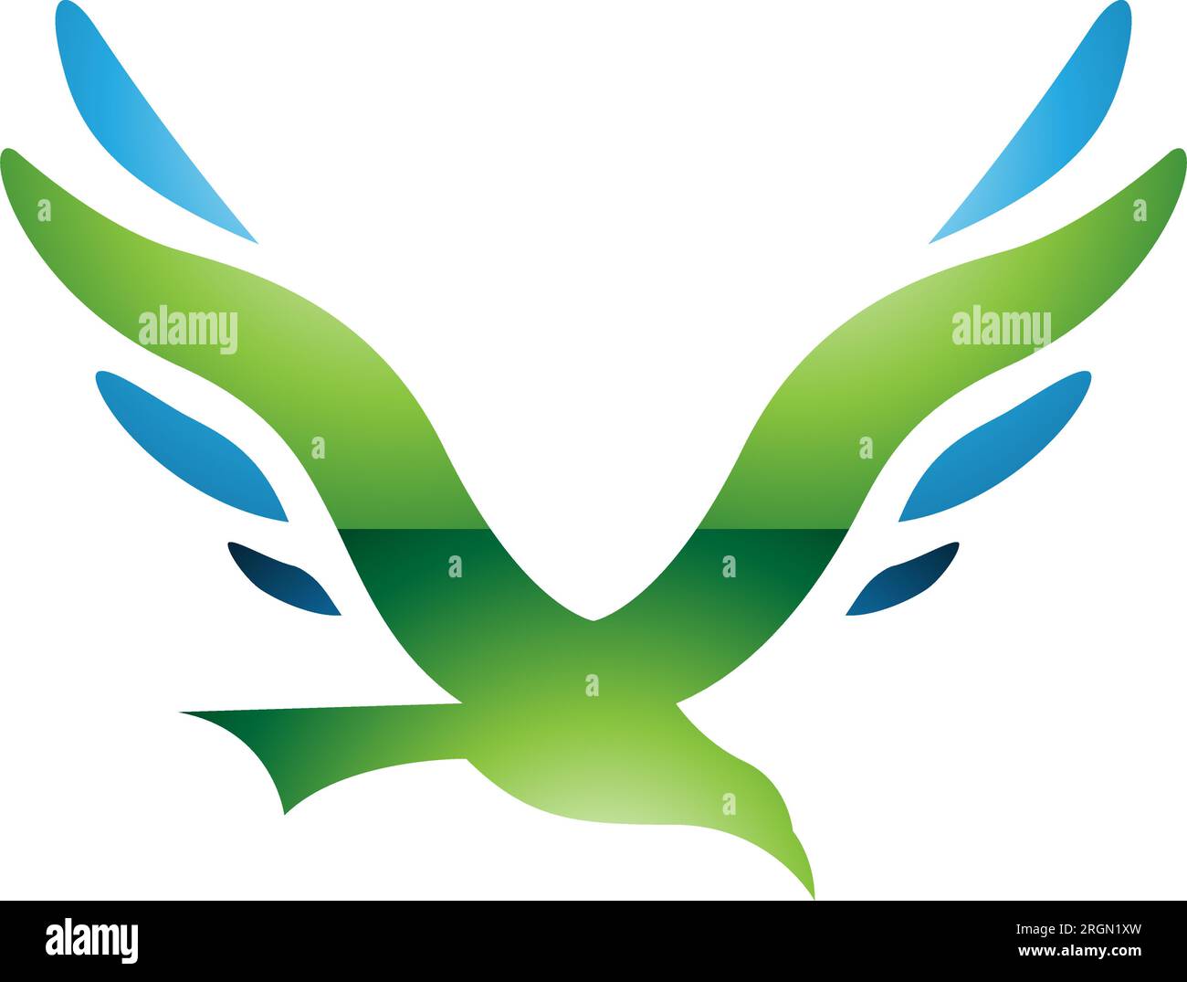 Green and Blue Glossy Bird Shaped Letter V Icon on a White Background ...