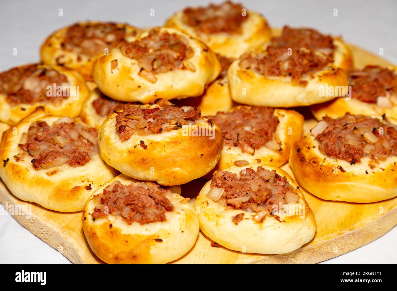 Traditional Lebanese Syrian baked sfiha Stock Photo - Alamy