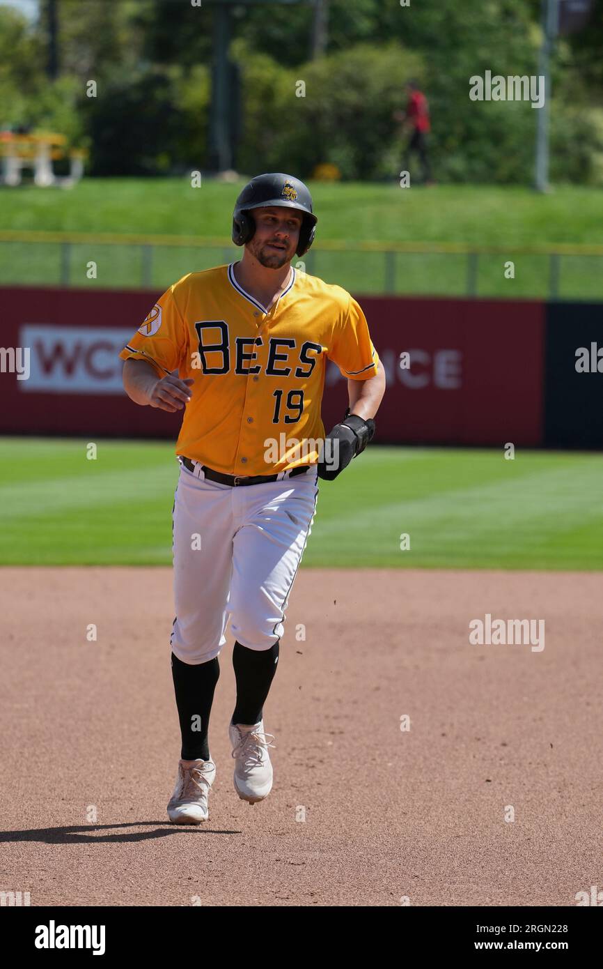 August 6 2023: Salt Lake third baseman Kevin Padio (19) runs to third ...