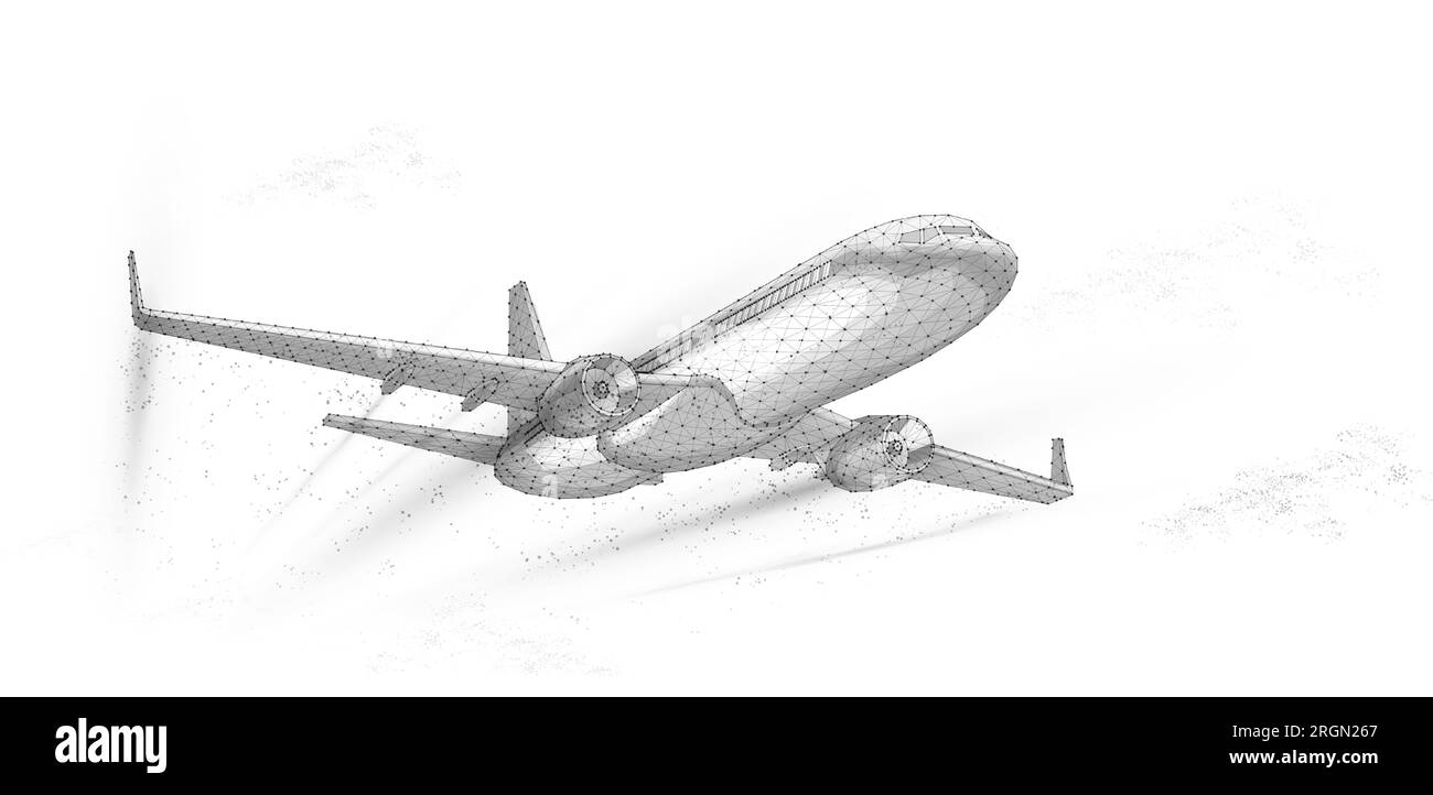 Passenger airplane in air. Isolated on white. Air transport navigation ...