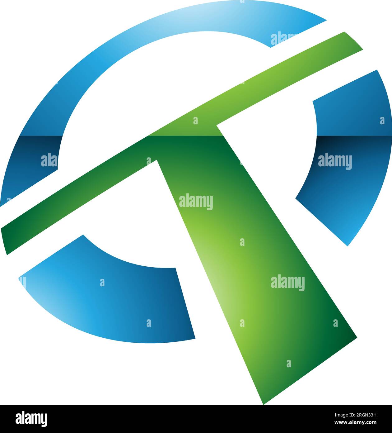 Green and Blue Glossy Round Shaped Letter T Icon on a White Background ...