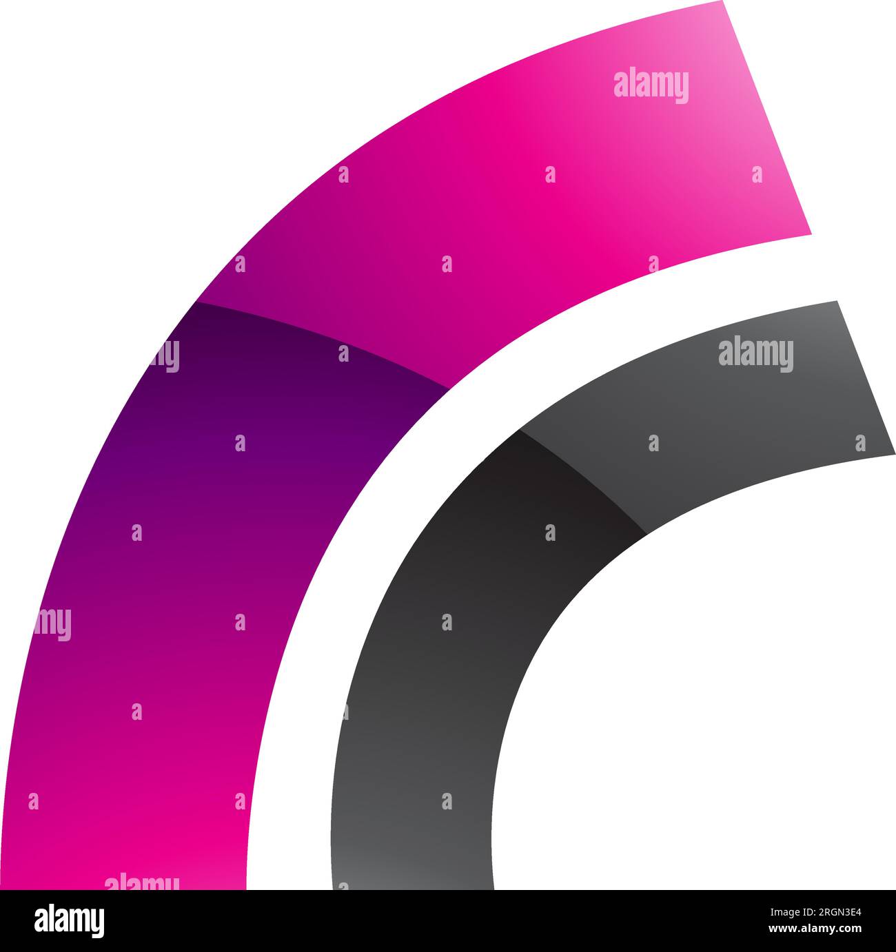 Magenta and Black Glossy Arc Shaped Letter R Icon on a White Background ...