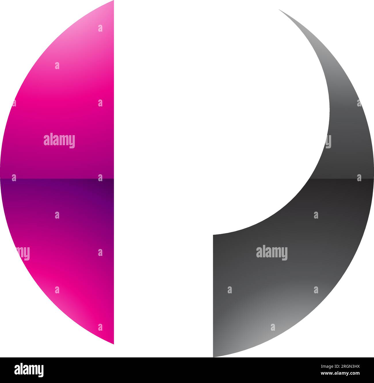 Magenta and Black Glossy Circle Shaped Letter P Icon on a White ...
