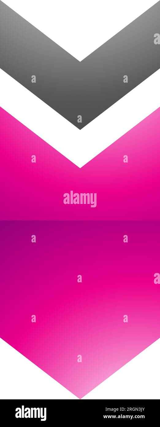 Magenta and Black Glossy Down Facing Arrow Shaped Letter I Icon on a ...