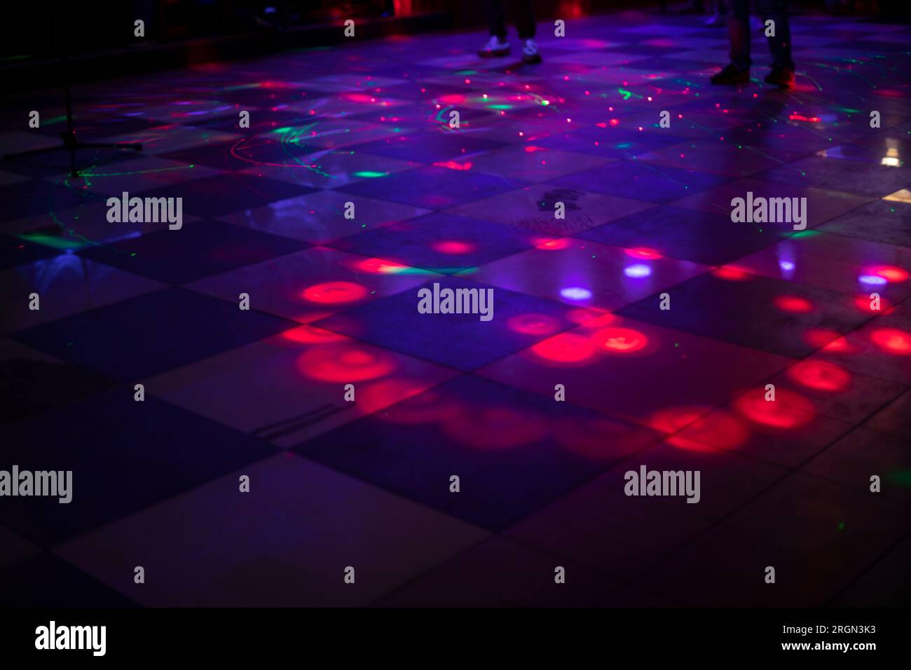 Music and color. Dance floor. Disco and floor lighting. Spotlights of ...