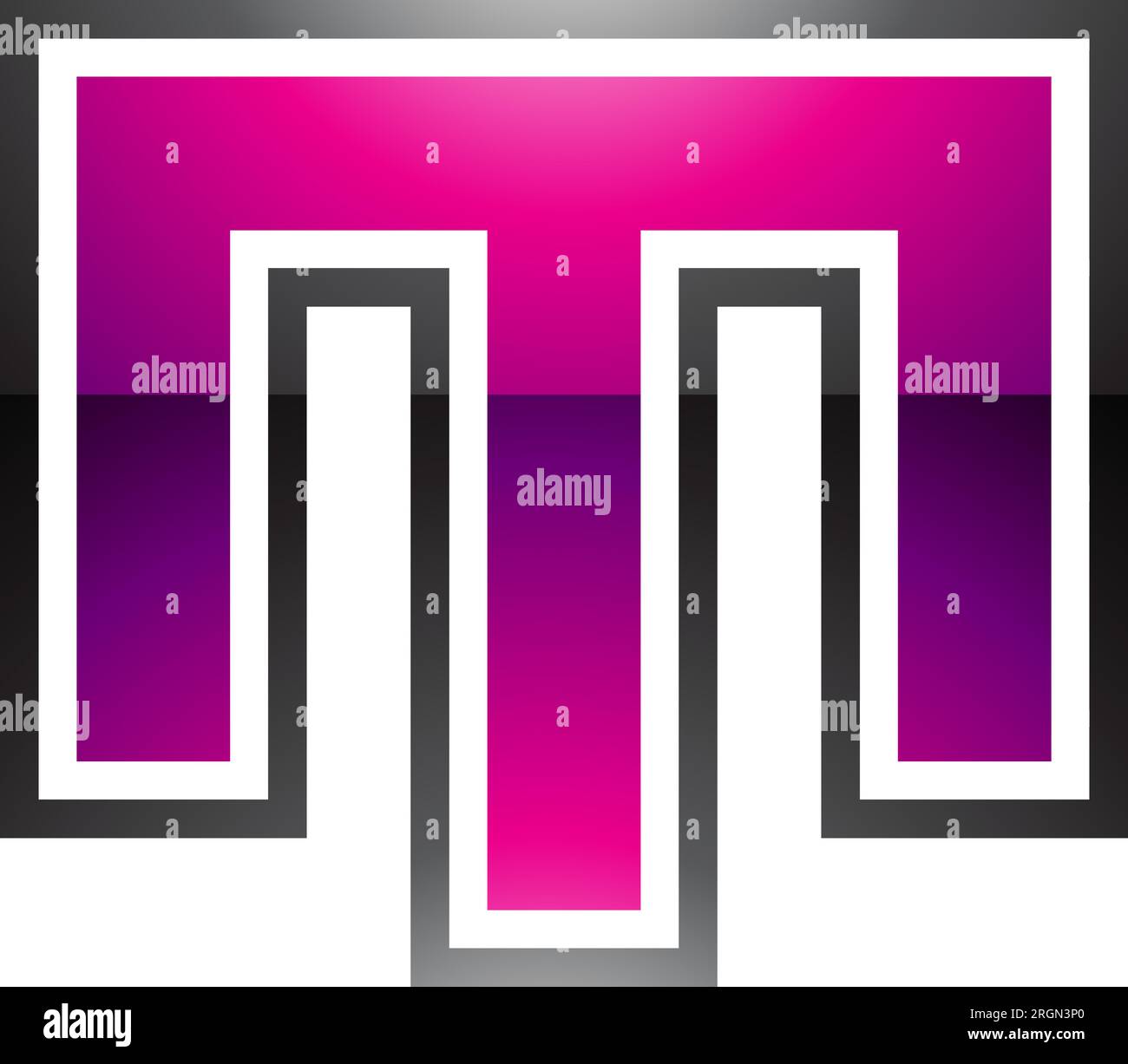 Magenta and Black Glossy Letter M Icon with an Outer Stripe on a White ...