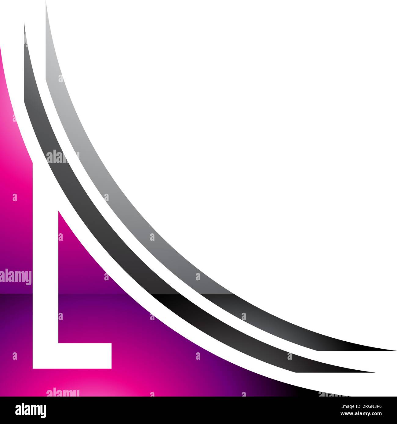 Magenta and Black Glossy Letter L Icon with Layers on a White ...