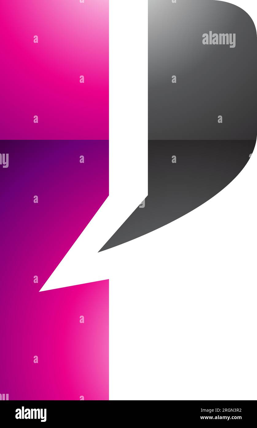 Magenta and Black Glossy Letter P Icon with a Bold Rectangle on a White ...