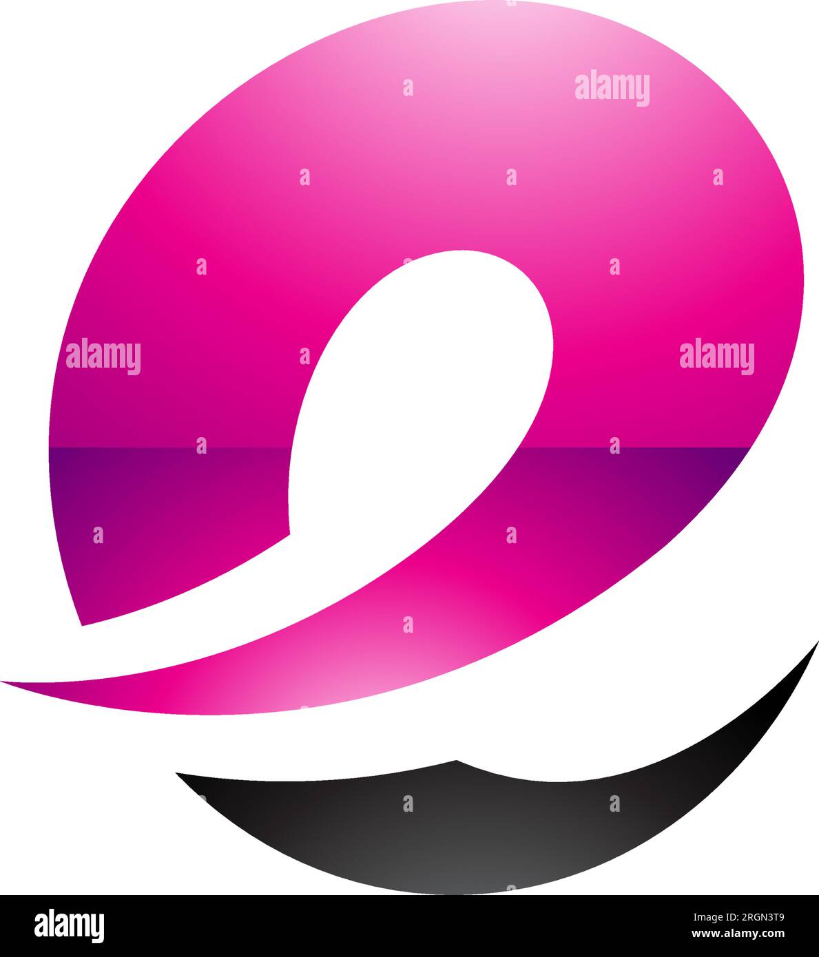 Magenta and Black Glossy Lowercase Letter E Icon with Soft Spiky Curves ...