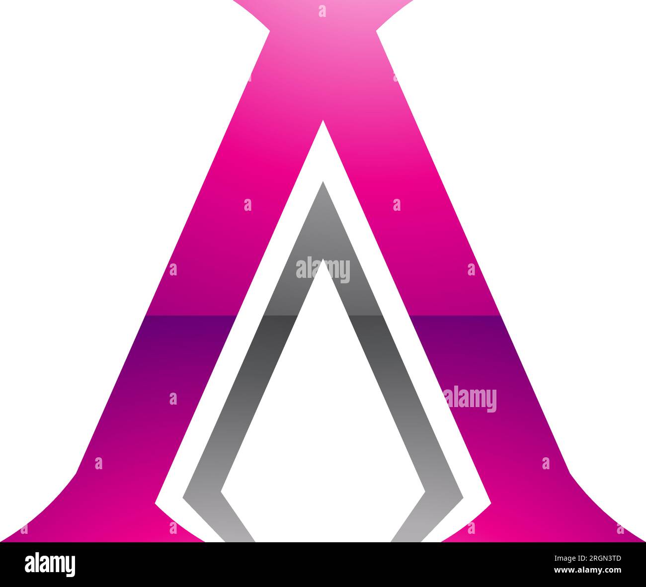 Magenta and Black Glossy Pillar Shaped Letter A Icon on a White ...