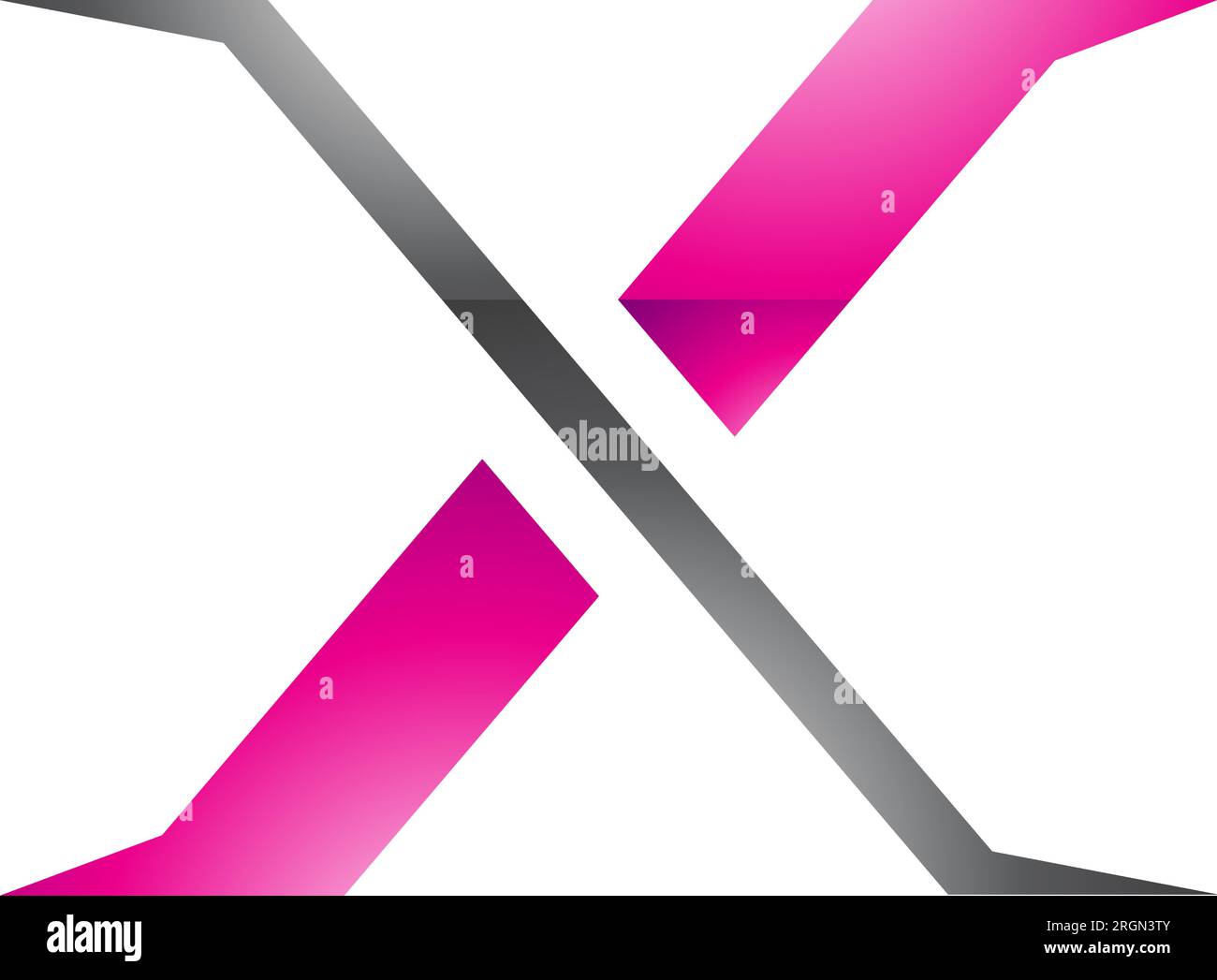 Magenta and Black Glossy Pointy Tipped Letter X Icon on a White ...