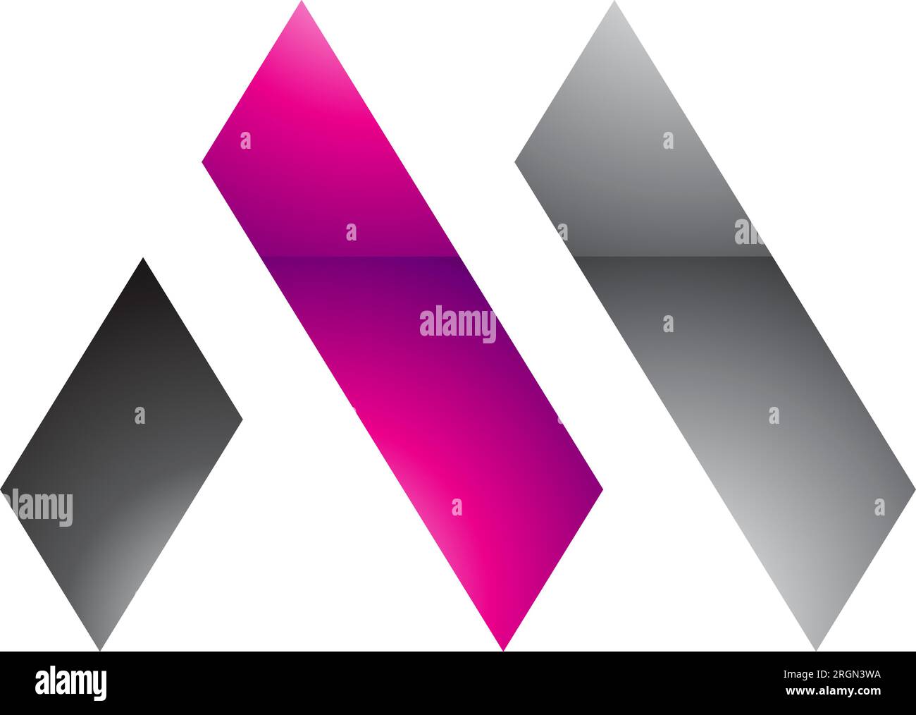 Magenta and Black Glossy Letter M Icon with Rectangles on a White ...