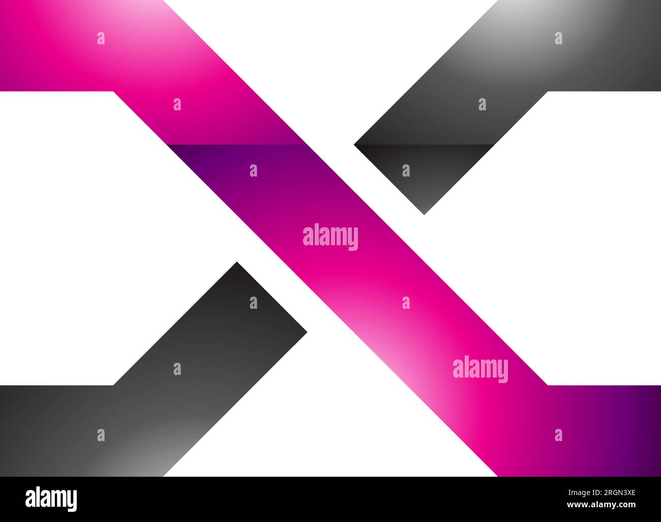 Magenta and Black Glossy Letter X Icon with Crossing Lines on a White ...
