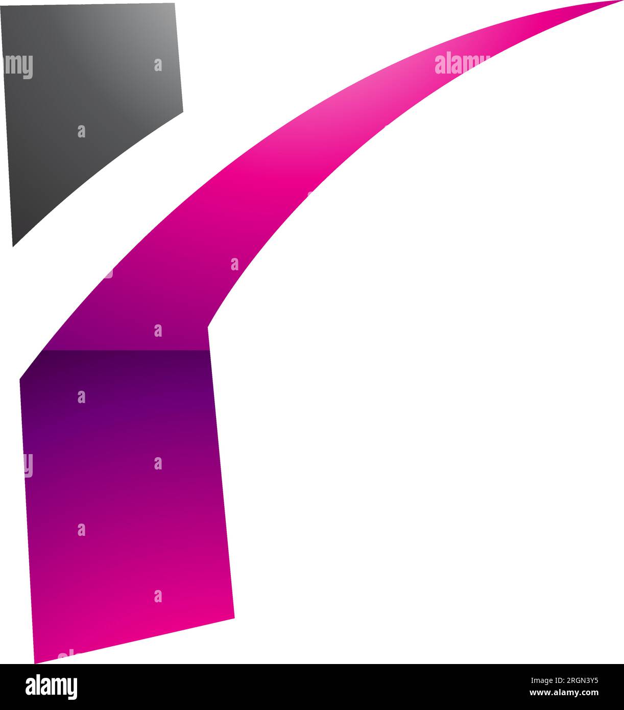 Magenta and Black Glossy Spiky Shaped Letter R Icon on a White ...