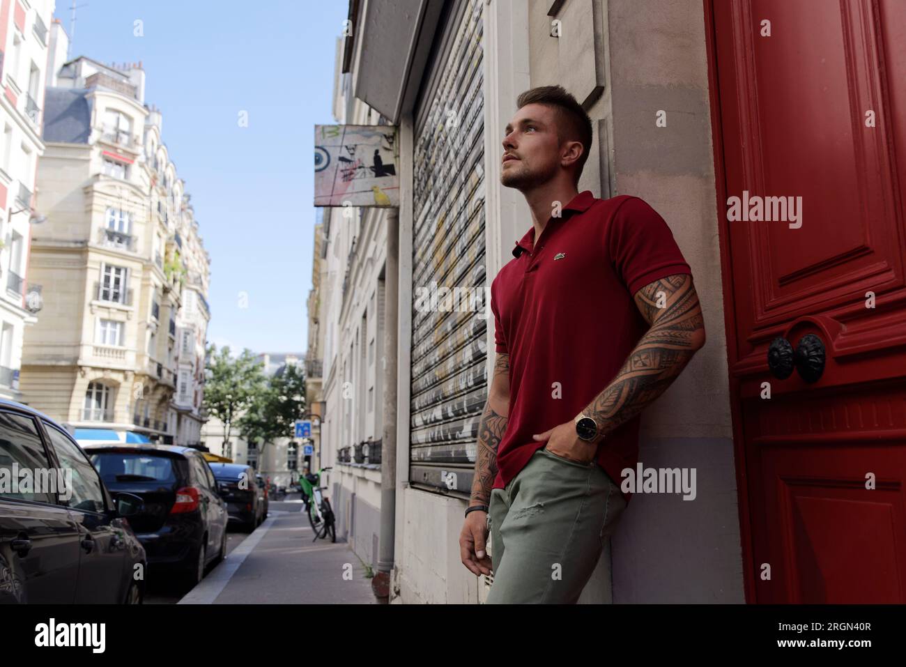 Paris, France. 10th Aug, 2023. Model Kevin Leroy in photo session on ...