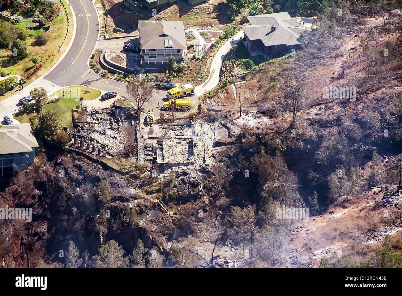 Maui, Hawaii, USA. 10th Aug, 2023. An aerial photo shows destroyed ...