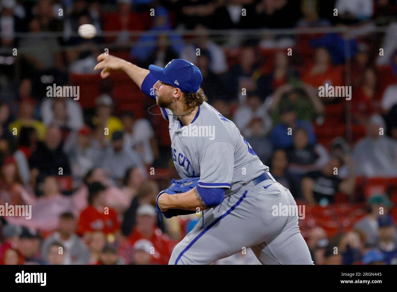 Kansas City Royals relief pitcher Alec Marsh delivers to a Boston Red ...