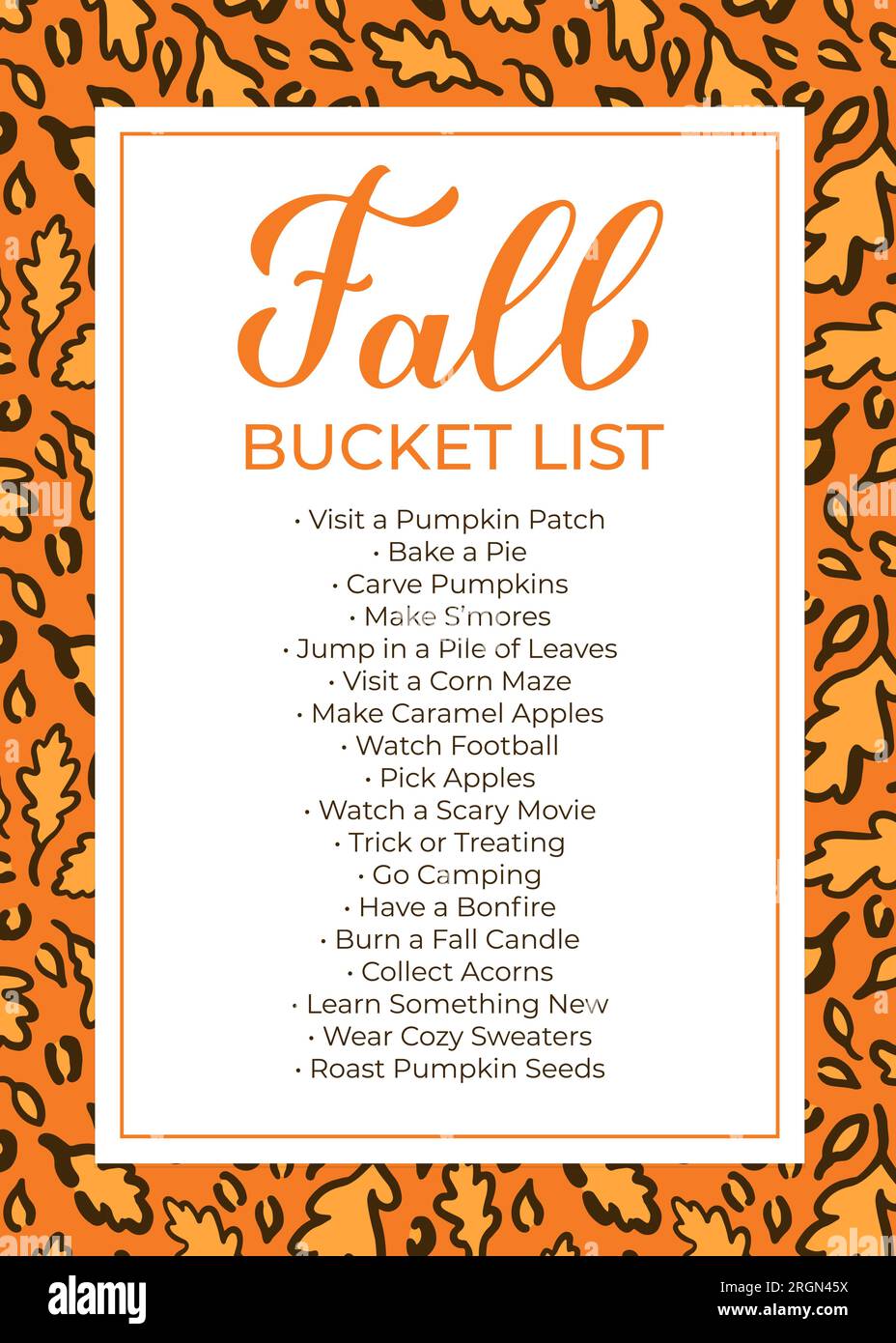 Fall bucket list. Funny autumn things to do checklist. Autumn wish list ...