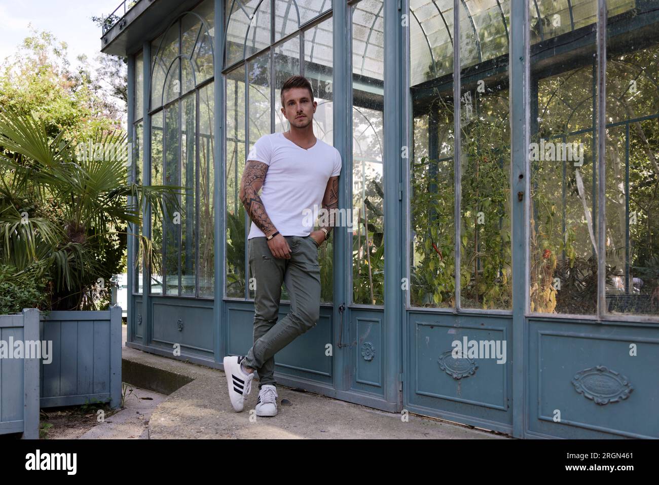 Paris, France. 10th Aug, 2023. Model Kevin Leroy in photo session on ...