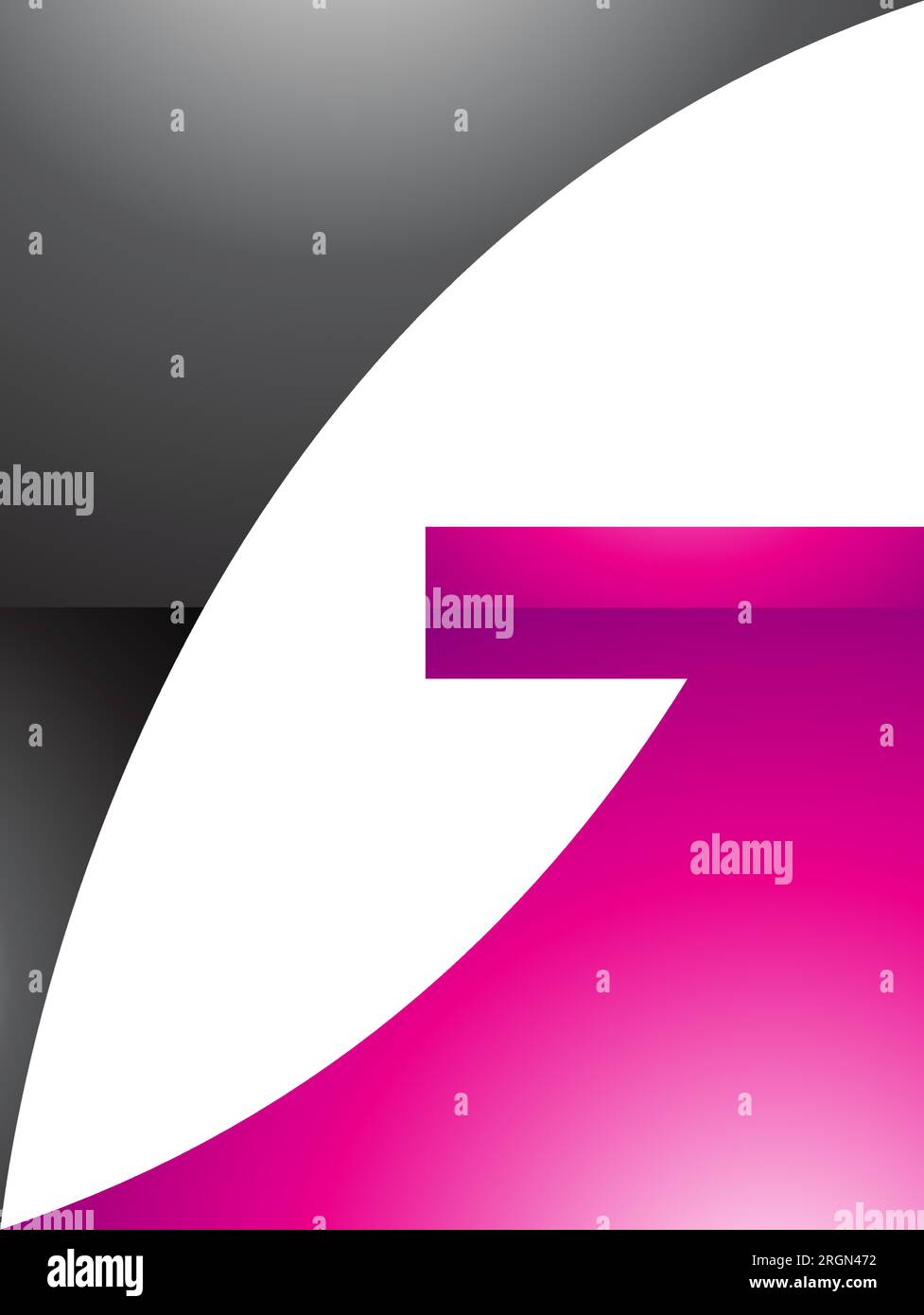 Magenta and Black Rectangular Glossy Letter G Icon on a White ...