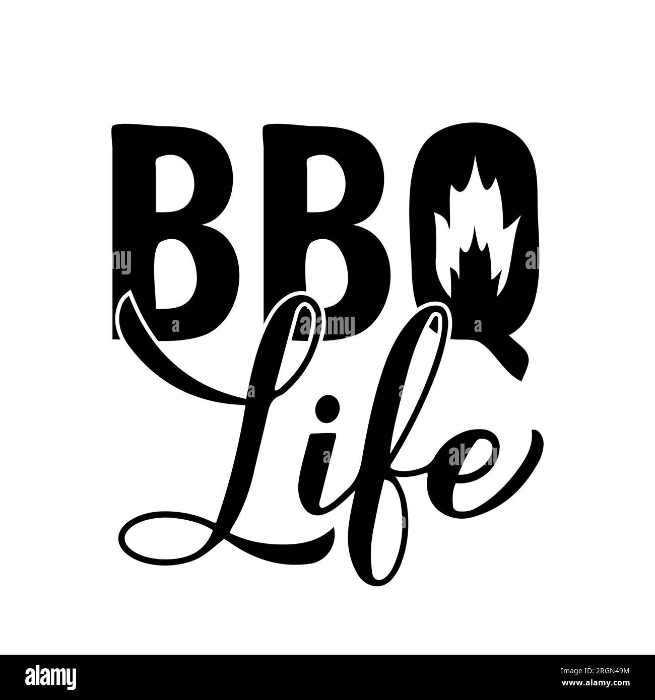 BBQ life calligraphy hand lettering isolated on white. Funny Grill ...