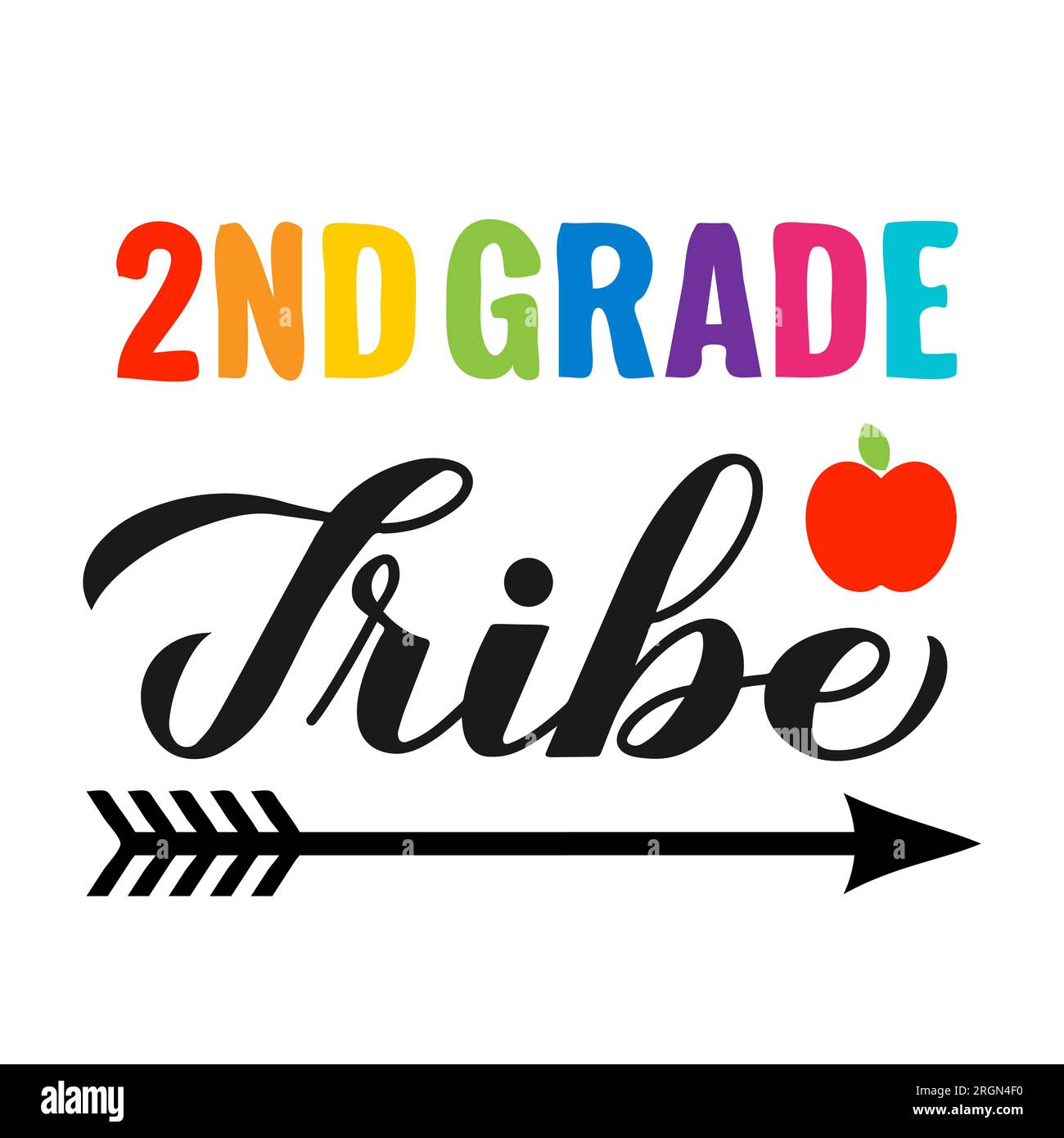 2nd Grade tribe calligraphy hand lettering isolated on white. First day ...