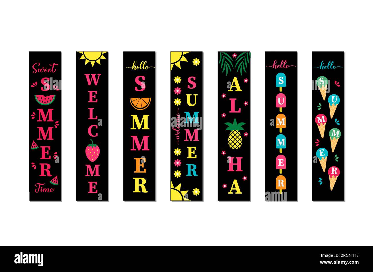 Summer vertical signs set. Welcome home porch sign bundle. Seasonal ...