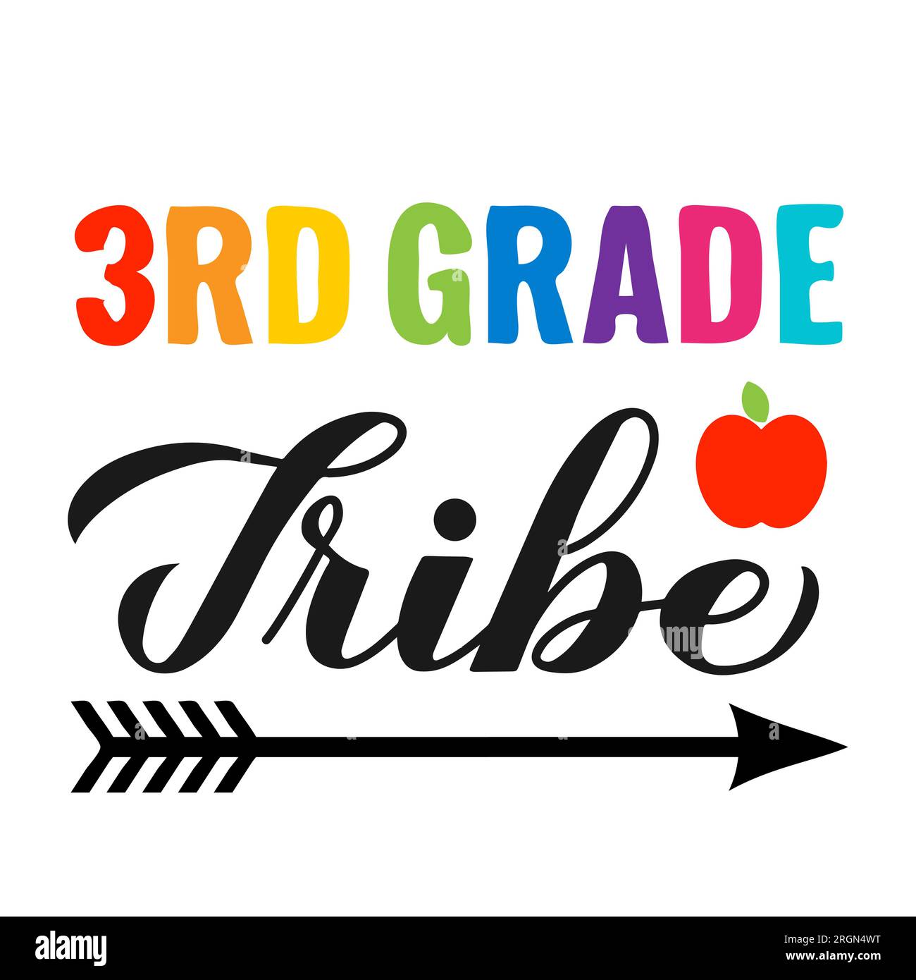 3rd Grade tribe calligraphy hand lettering isolated on white. First day ...