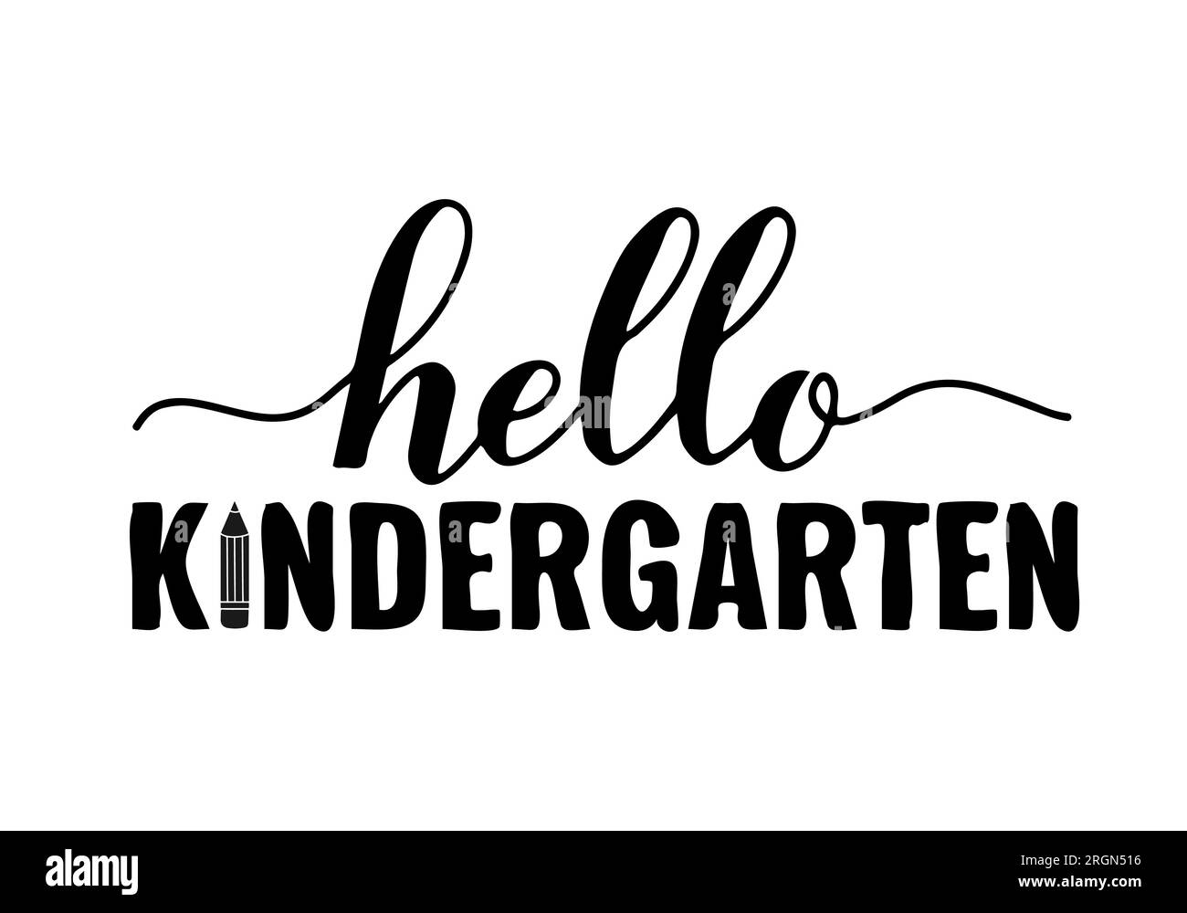 Hello Kindergarten. First day of school. Vector template for typography ...