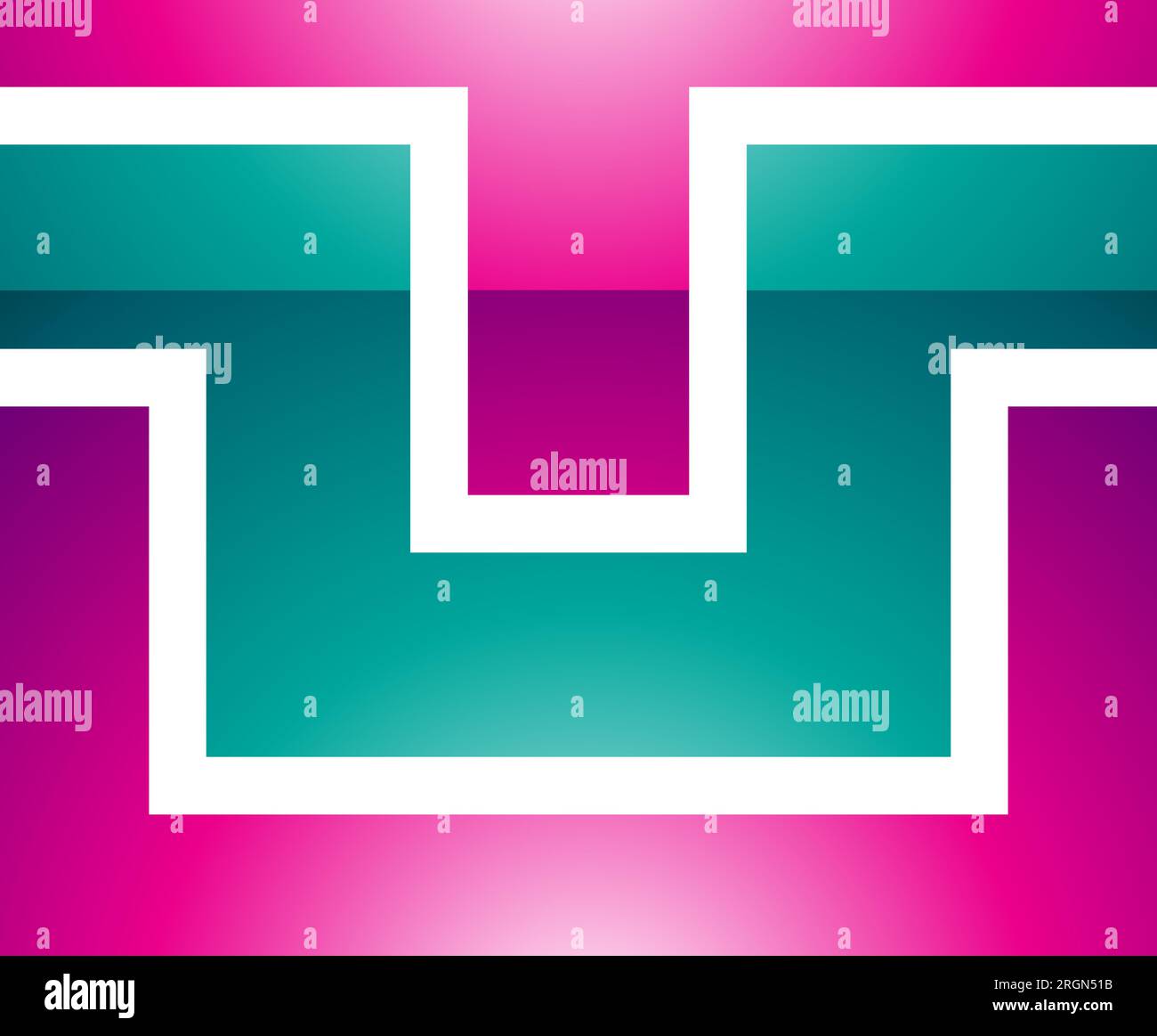 Magenta and Green Glossy Rectangle Shaped Letter U Icon on a White ...