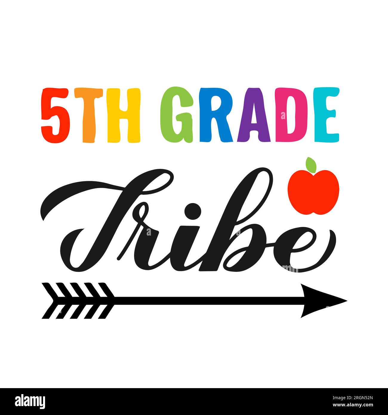 5th Grade tribe calligraphy hand lettering isolated on white. First day ...