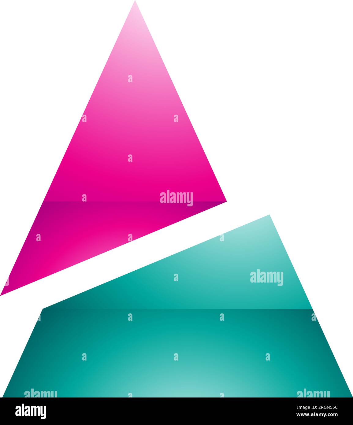Magenta and Green Glossy Split Triangle Shaped Letter A Icon on a White ...