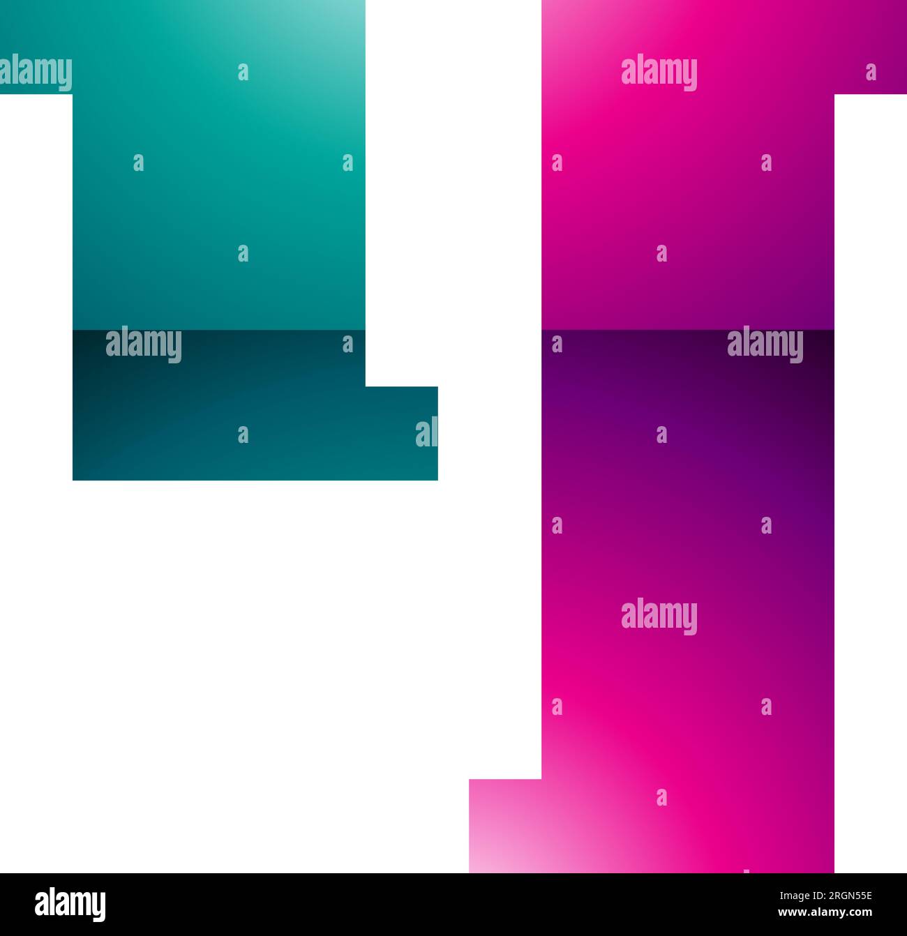 Magenta and Green Glossy Stamp Shaped Letter Y Icon on a White ...
