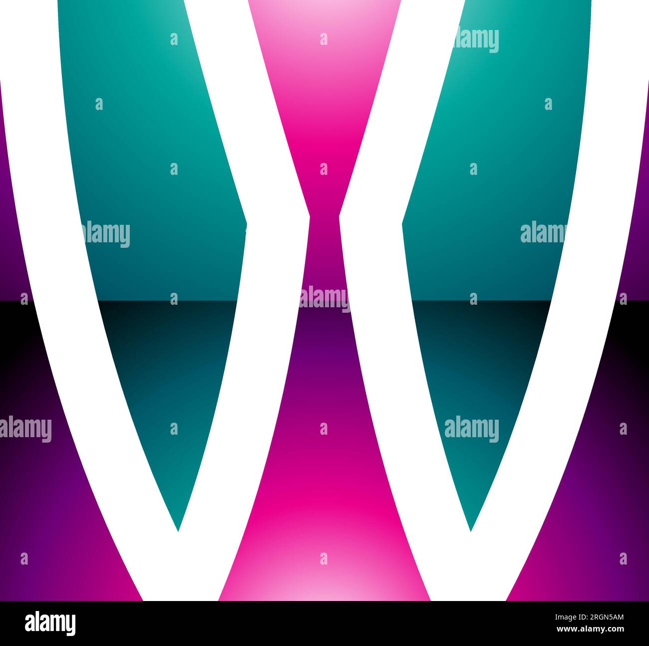 Magenta and Green Glossy Square Shaped Letter W Icon on a White ...