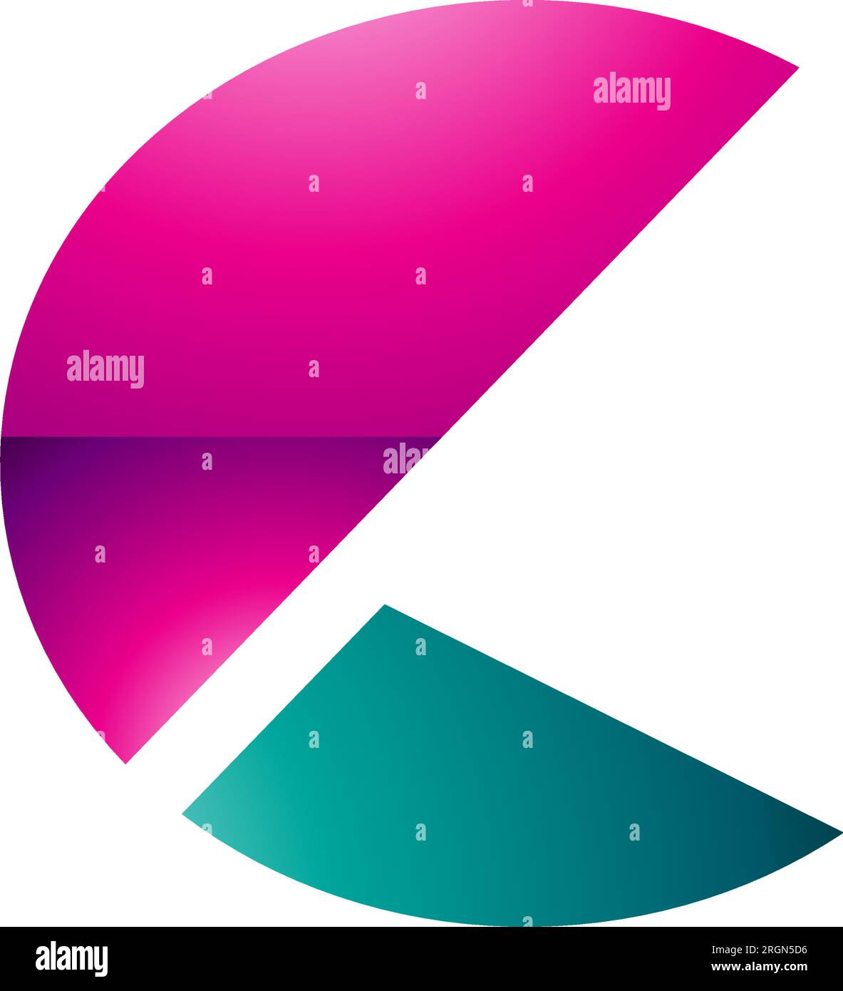 Magenta and Persian Green Glossy Letter C Icon with Half Circles on a ...