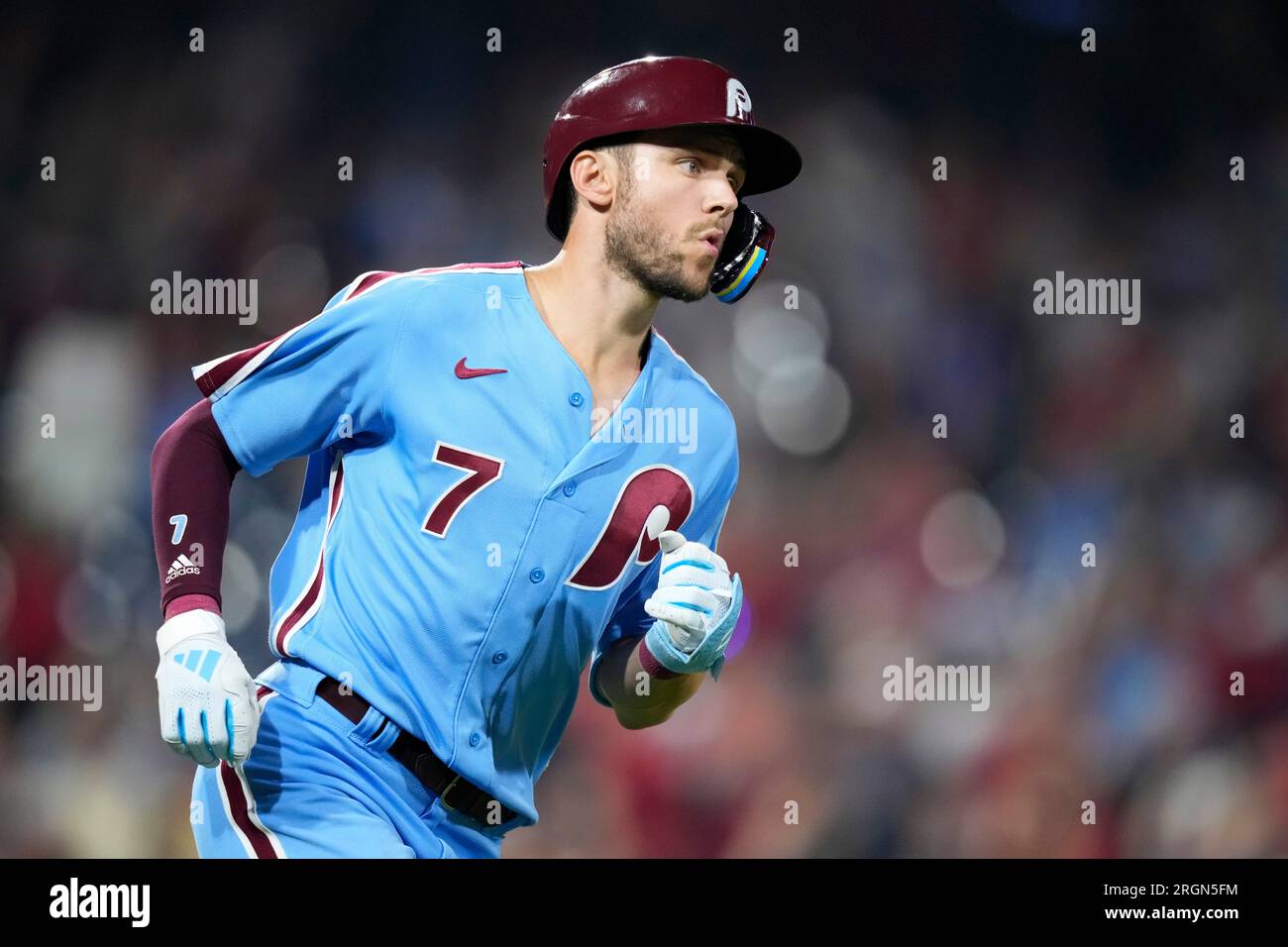 Philadelphia Phillies' Trea Turner reacts after hitting a two-tun home ... Philadelphia Phillies' Trea Turner reacts after hitting a two-tun home ...