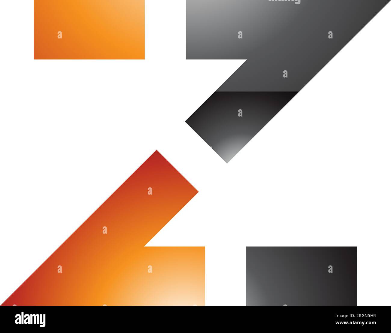 Orange and Black Glossy Dotted Line Shaped Letter Z Icon on a White ...