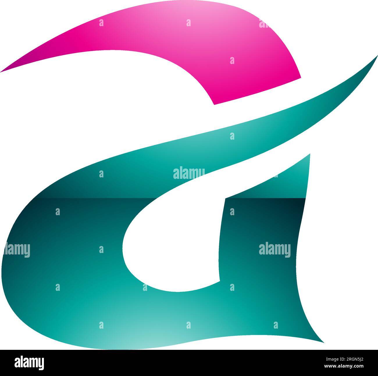 Magenta and Persian Green Glossy Curvy Spikes Letter A Icon on a White ...