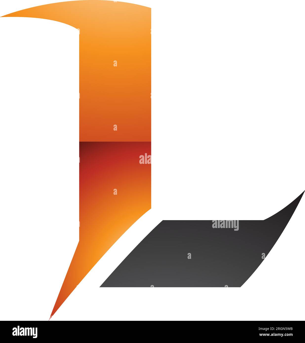 Orange and Black Glossy Letter L Icon with Sharp Spikes on a White ...