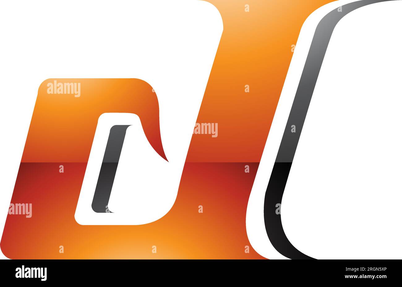 Orange and Black Glossy Lowercase Italic Letter D Icon on a White ...