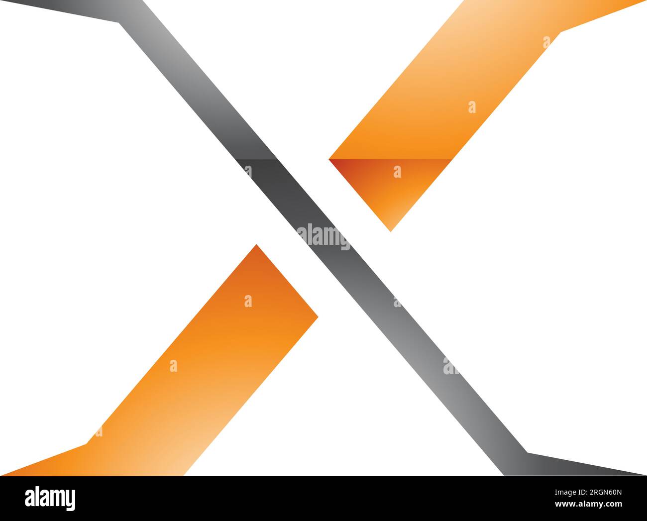 Orange and Black Glossy Pointy Tipped Letter X Icon on a White ...