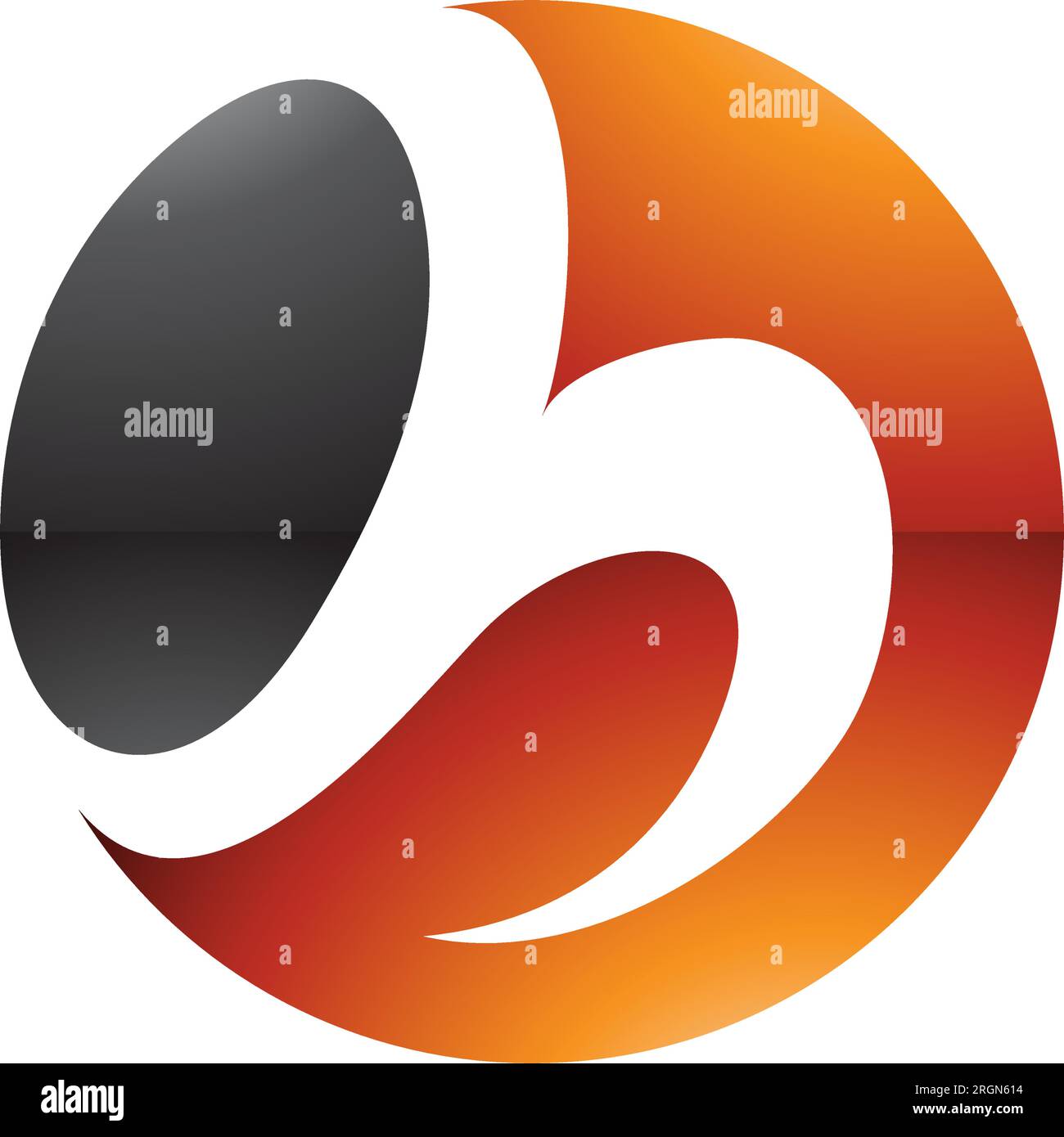 Orange and Black Glossy Circle Shaped Letter H Icon on a White ...