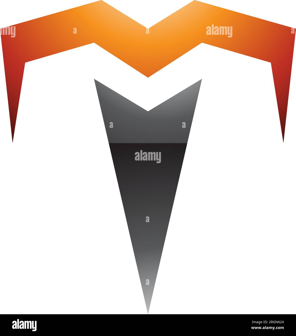 Orange and Black Glossy Letter T Icon with Pointy Tips on a White ...